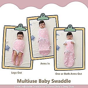 Adjustable Baby Girl Swaddle Blanket & Wrap for 3-6 Months, Organic Newborn Sleep Swaddle Sack with Baby-Friendly Hook & Loop Fatsener, Baby Swaddle Bag for Infant