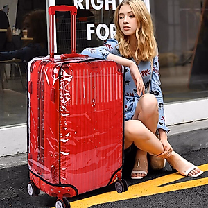 ZOUNI Clear PVC Luggage Cover Protectors, 30 Inch Waterproof Transparent Travel Luggage Protector Suitcase Cover Protectors for Wheeled Suitcase (30"（20.8" L x 13" W x 29.5" H）)