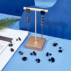 UNICRAFTALE 24pcs 3 Sizes Stainless Steel Stud Earring Flat Round Earrings Posts Black Ear Stud with Loop and Ear Nuts Metal Earrings Stud for Earring Jewelry Making