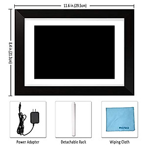 AEEZO WiFi Digital Picture Frame 10.1 Inch IPS Touch Screen HD Display, 8GB Storage, Auto-Rotate, Share Photos & Videos via AiMOR App, Wall Mountable Digital Photo Frame with Black Wood Frame