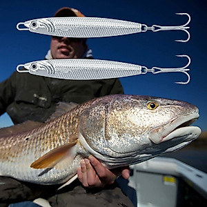 Dr.Fish Fishing Jigs Jigging Spoon Saltwater Fishing Lure Casting Metal Spoon Surf Fishing Mackerel Striper Lures Stinger Bluefish Vertical Diamond Jig Silver 1oz