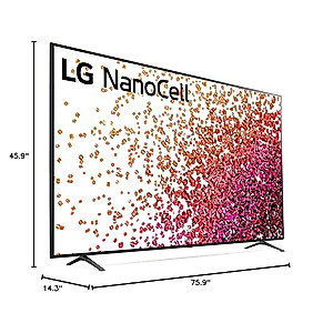 LG NanoCell 75 Series 86” Alexa built-in 4k Smart TV (3840 x 2160), 120Hz Refresh Rate, AI-Powered 4K Ultra HD, Active HDR, HDR10, HLG, Dolby Vision IQ, Dolby Atmos (86NANO75UPA, 2021)