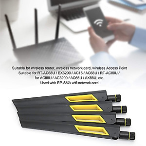 PUSOKEI 4Pcs SMA Netowrk Card Antenna, 2.4G/5G Dual?Band 10dB SMA Network Card Antenna Router Antenna for RT?AX88U AX6000