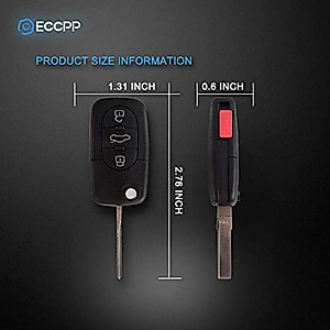 ECCPP Replacement fit for Uncut Keyless Entry Remote Key Fob Case Audi Series 4D0837231E (Pack of 2)