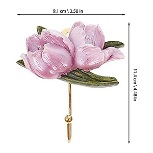Cabilock Car Decor Heavy Duty Wallet Floral Wall Hooks 3D Tulip Coat Hooks Wall Mounted Towel Hanger with Picture Hooks Clothes Holder for Kitchen Bathroom Bedroom Jewelry Hanger Jewelry Stand