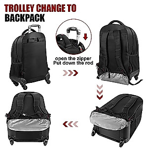 StarCloud 22 inch Large Rolling Backpack with 4 Wheels, Travel Commute Bag, Carry on Luggage Trolley Suitcase,24.8 * 16.14 * 9.84(inch) (4 Wheels Rolling Bacckpack, 22Inch)