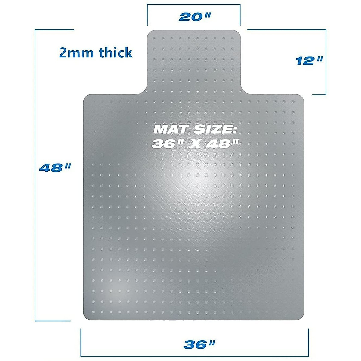 Qmake Office Desk Chair Mat for Carpet Floor Low Pile PVC Protection Anti-Slip Floor Mat Carpeted Chair Mat Clear,48 x 36