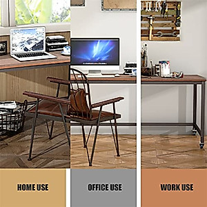 ZHUHW Rolling Computer Desk Metal Frame Computer Laptop Desk Wooden Top Study Workstation