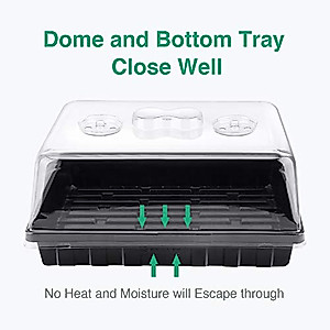 [Thick Plastic] 3-Set Strong Seed Starter Trays with 5" Humidity Domes for Seed Starting, Germination, Seedling Propagation & Plant Growing, Holds 144 Cells in Total