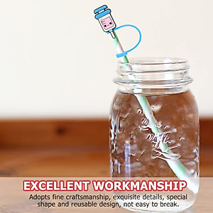 Healifty Straw Covers Cap, 6Pcs Reusable Drinking Straw Covers for 6-8 mm Straws, Anti-dust, Silicone Straw Plug, Straw Toppers for Tumblers