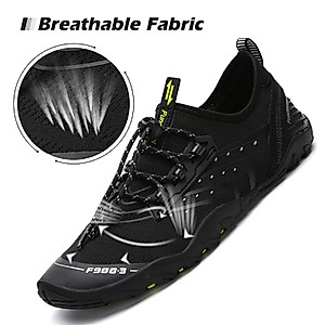 Mishansha Men Water Shoes Barefoot Swimming Shoes for Women Quick Dry Aqua Shoes Non-Slip Swim Pool Diving Surf Yoga Water Aerobics Socks Smoky Black 11.5 Women/10 Men