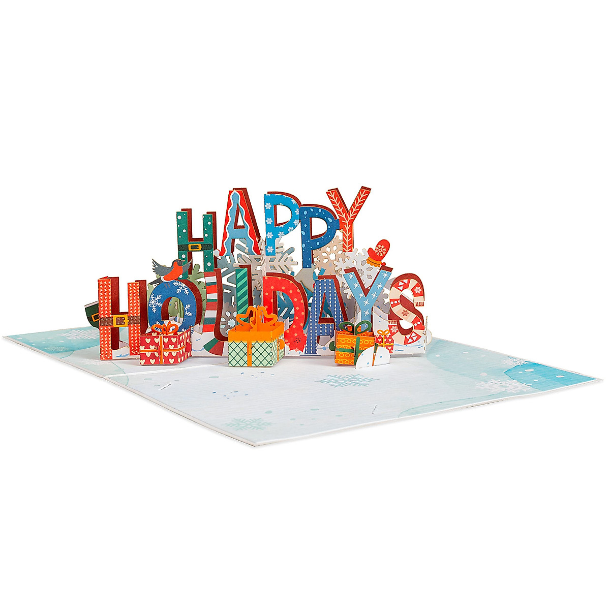 Paper Love Pop Up Christmas Card, Happy Holidays, Handmade 3D Popup Card, 5" x 7"