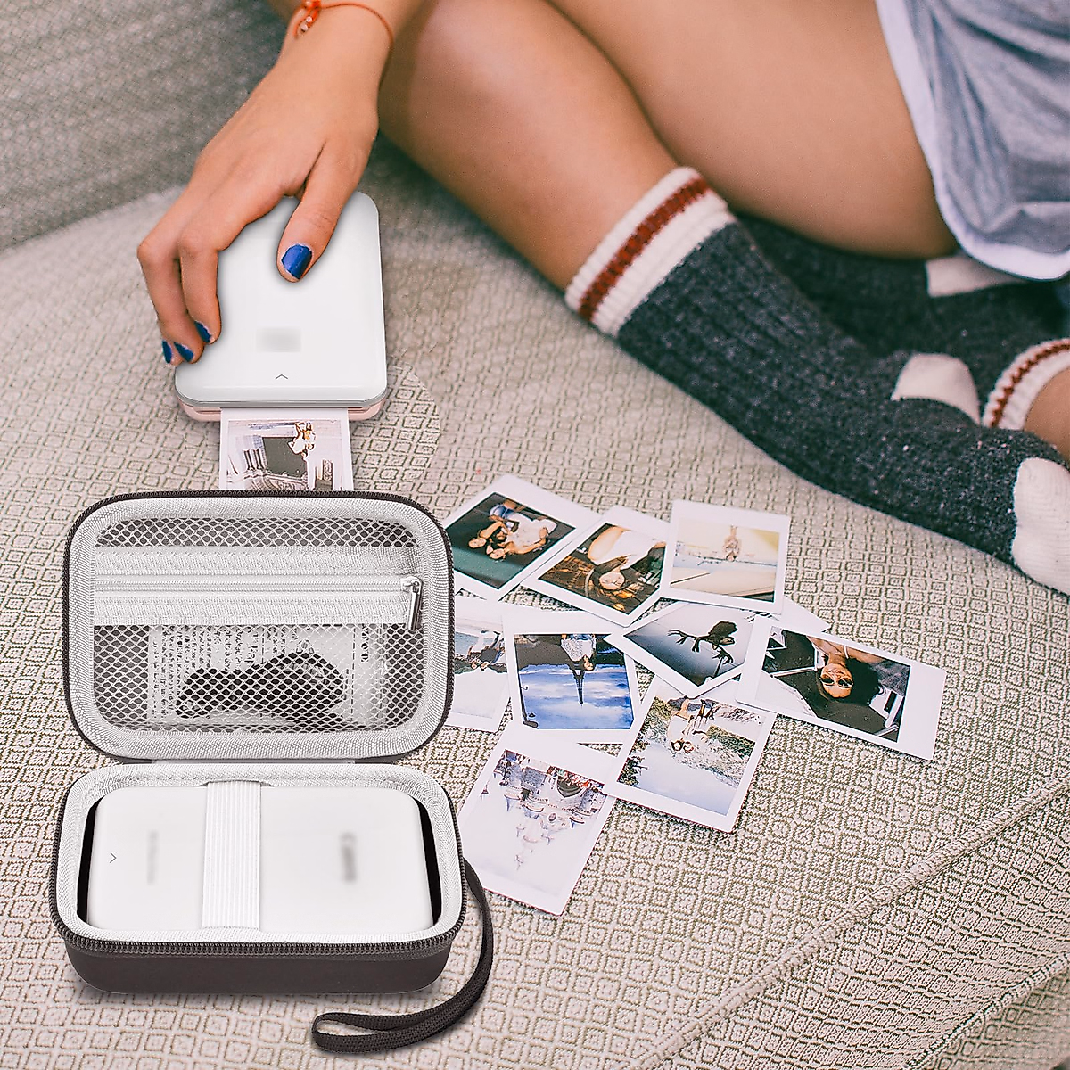 Case Compatible with SUPVAN E10/ for JADENS D110 Label Printer, Mini Wireless Connection Label Maker Machine Portable Travel Carrying Bag for Office, Home Kitchen Storage (Box Only)-Black