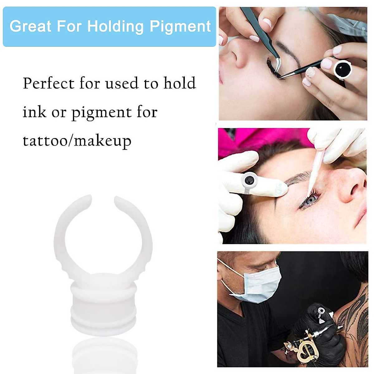 400pcs Tattoo Rings Disposable Ring Cups Glue Palette Holder Disposable Pigment Rings Plastic Makeup Rings for Nail Art Eyelash Extension