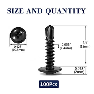 #8 x 3/4" Sheet Metal Screws 100Pcs 410 Stainless Steel Truss Head Fast Self Tapping Screws Black Oxide by SG TZH