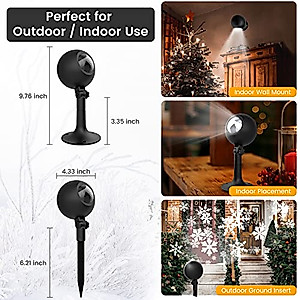 Christmas Decorations Snowflake Lights Projector LED Snowfall Spotlight Waterproof Landscape Lamp Indoor Outdoor Lighting for Xmas Holiday Party Wedding Garden Patio House