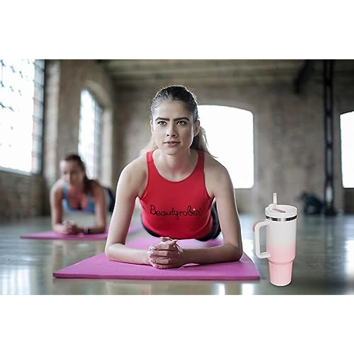 Dapperlin 40oz Stainless Steel Vacuum Insulated Tumbler with Lid and Straw for Water, Iced Tea or Coffee, Smoothie and More (Powder Blusher)