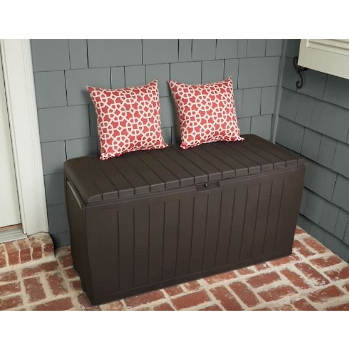 Keter 71 Gallons Gallon Water Resistant Lockable Deck Box with Wheels in Dark Brown