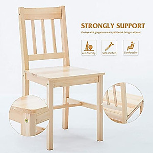 Alohappy Dining Table Set for 4, Pine Wood Kitchen Table Dining Table and Chairs Set 5PCS for 4 Person for Kitchen Dining Room Living Room