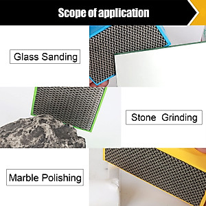 BOSHCRAFT Diamond Hand Polishing Pads, Sanding Block Foam Backing for Tile Marble Glass Stone Granite Ceramics Polishing 50/100/200/400 Grit Wet or Dry Diamond Sanding Pads 4Pack