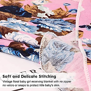 DRESHOW BQUBO Newborn Floral Receiving Blankets Newborn Baby Swaddling Hats Sleepsack Toddler Warm 3 Pack