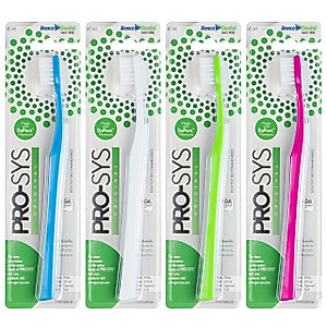 PRO-SYS® Soft Toothbrush for Adult with Sensitive Teeth & Gums, ADA Accepted, with 35-Tuft Wide Dupont® Tynex® Bristles, Pack of 4