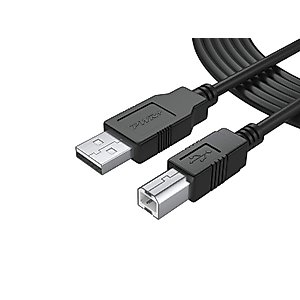 25Ft Extra Long USB-Printer-Cable 2.0 for HP OfficeJet Laserjet Envy, Canon Pixma, Epson Workforce, Stylus, Expression Home, Brother, Silhouette Cameo, Dell Scanner Fax Cord