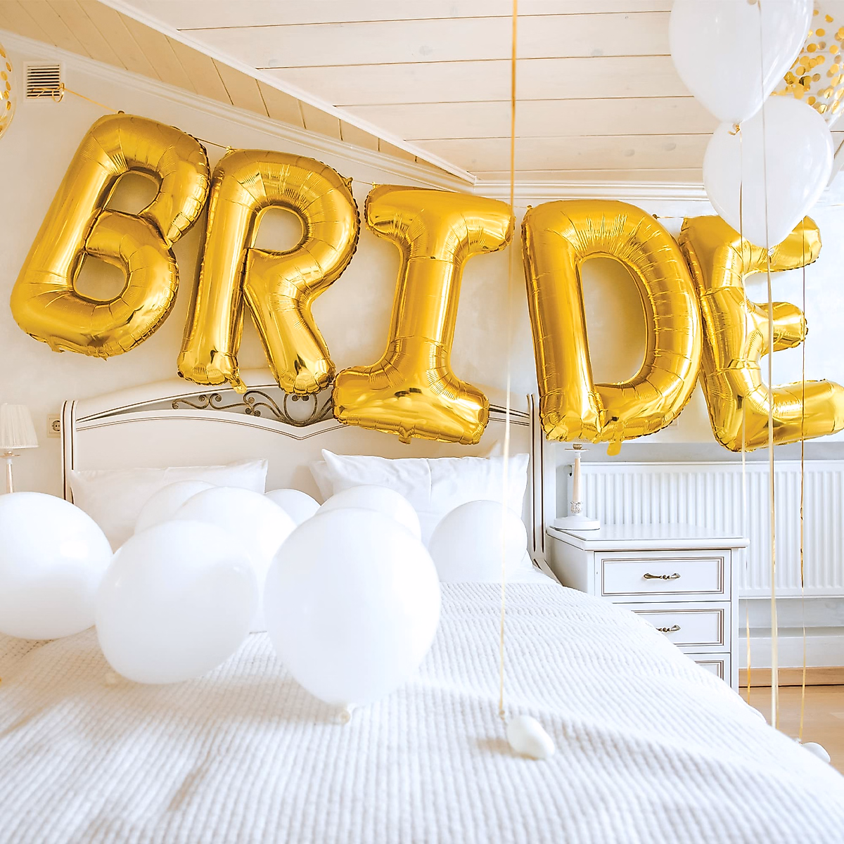 HOUSE OF PARTY Bride Balloon - 40'' Foil Balloons for Wedding Bridal Shower Engagement Party Decor - Bachelorette Party Supplies for Bride-to-Be! (Bride (40 Inches) Gold)