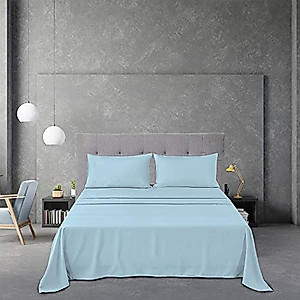 100% Egyptian Cotton Bed Sheets Set -800 Thread Count 4-Piece light blue Solid Sheets Set, Long Staple Luxury California King Size Fits Mattress Upto 16'' Deep Pocket ( light blue Solid )