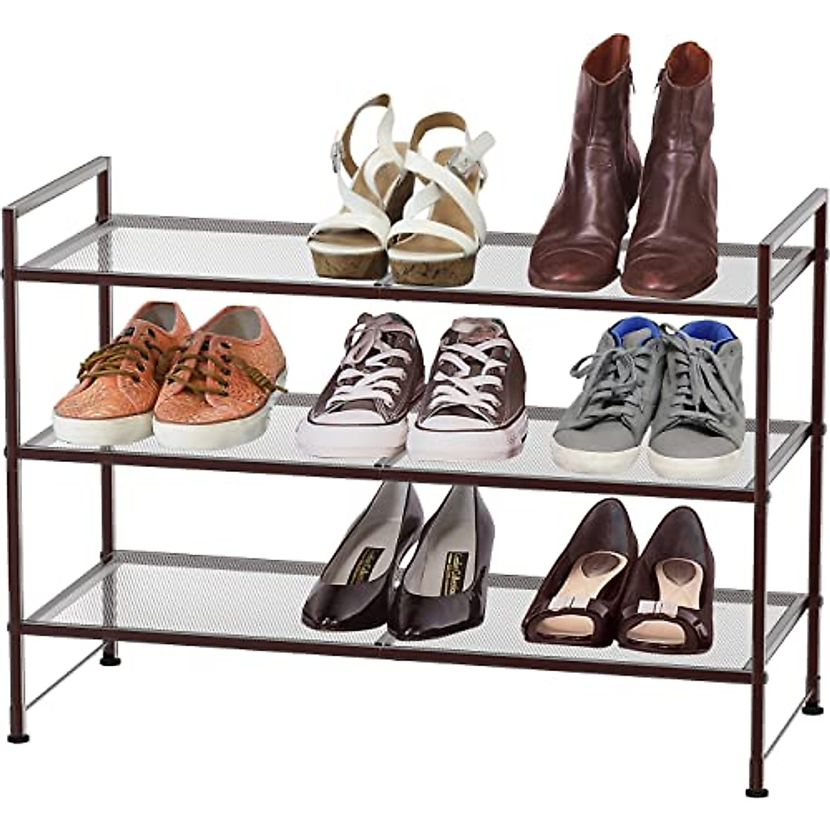 Simple Houseware 3-Tier Stackable Utility Shoes Organizer Rack, Bronze