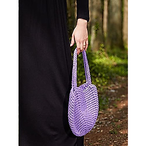 Crochet Knitting Shoulder Bags Women Bucket Eco Friendly Handwoven Handbags Simple Soft Cotton Casual Totes D