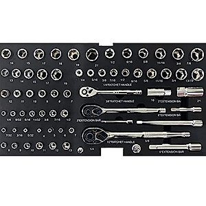Tool Set and Mechanic Tool Set Box with Handle and 3-Drawer Heavy Duty Metal Box - 339 Piece Tool Kits for Adults Mechanics Workshop Maintenance and Repair Projects - Red