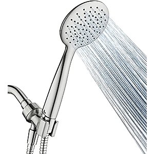 BRIGHT SHOWERS High Pressure Handheld Shower Head Set, Hand Held Showerhead with 60 Inch Flexible Shower Hose and Adjustable Shower Arm Mount Bracket, Detachable Shower Wand, Brushed Nickel