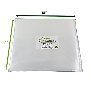 15-inch by 18-inch FoodVacBags Commercial Vacuum Sealer Bags, Industrial Size Storage for Food, Clothing, Documents (100)