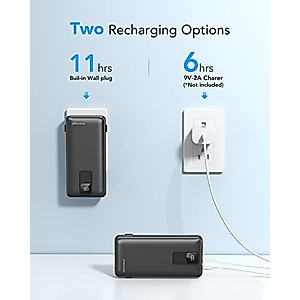 Charmast Portable Charger with Built-in Cables and AC Wall Plug 20000mAh, 20W PD 18W QC 3.0 Fast Charging Power Bank Battery Pack Compatible with iPhone 14/13, Samsung Galaxy, iPad, and More
