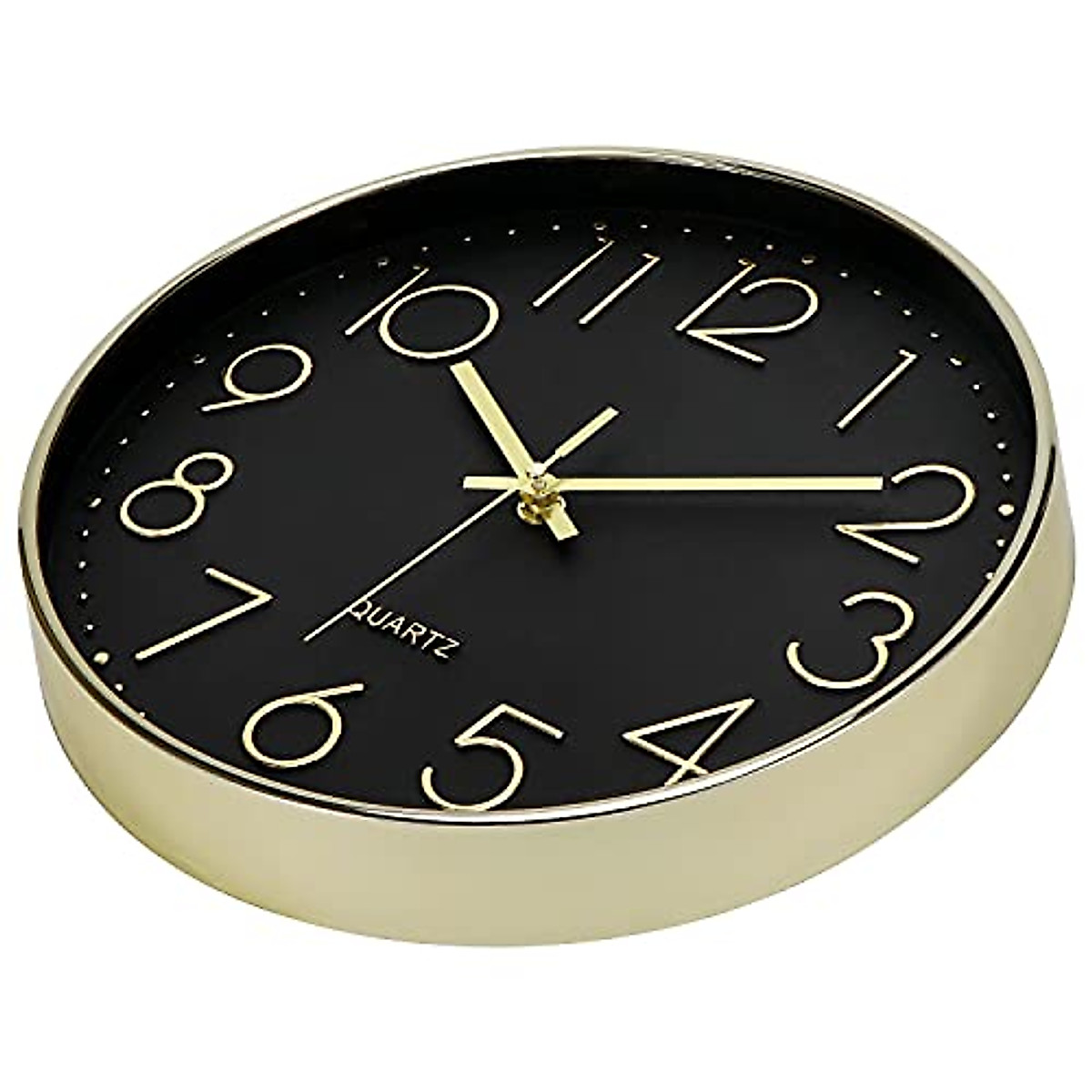 Foxtop 12 Inch Gold Wall Clock Silent Non-Ticking Battery Operated Round Wall Clock Modern Simple Style for Office School Living Room Home Kitchen Bedroom Decor
