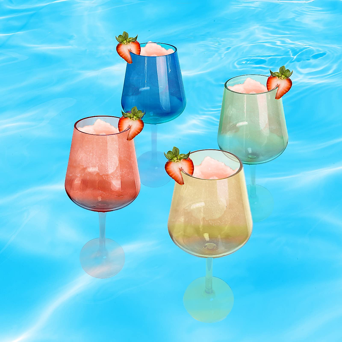 Floating Wine Glasses for Pool | 2 Set | Shatterproof Tritan Acrylic Drinkware, Unbreakable - Colored European Design BPA-free plastic, Reusable, All Purpose Glassware, Hand Wash 15oz (Smoke Grey)