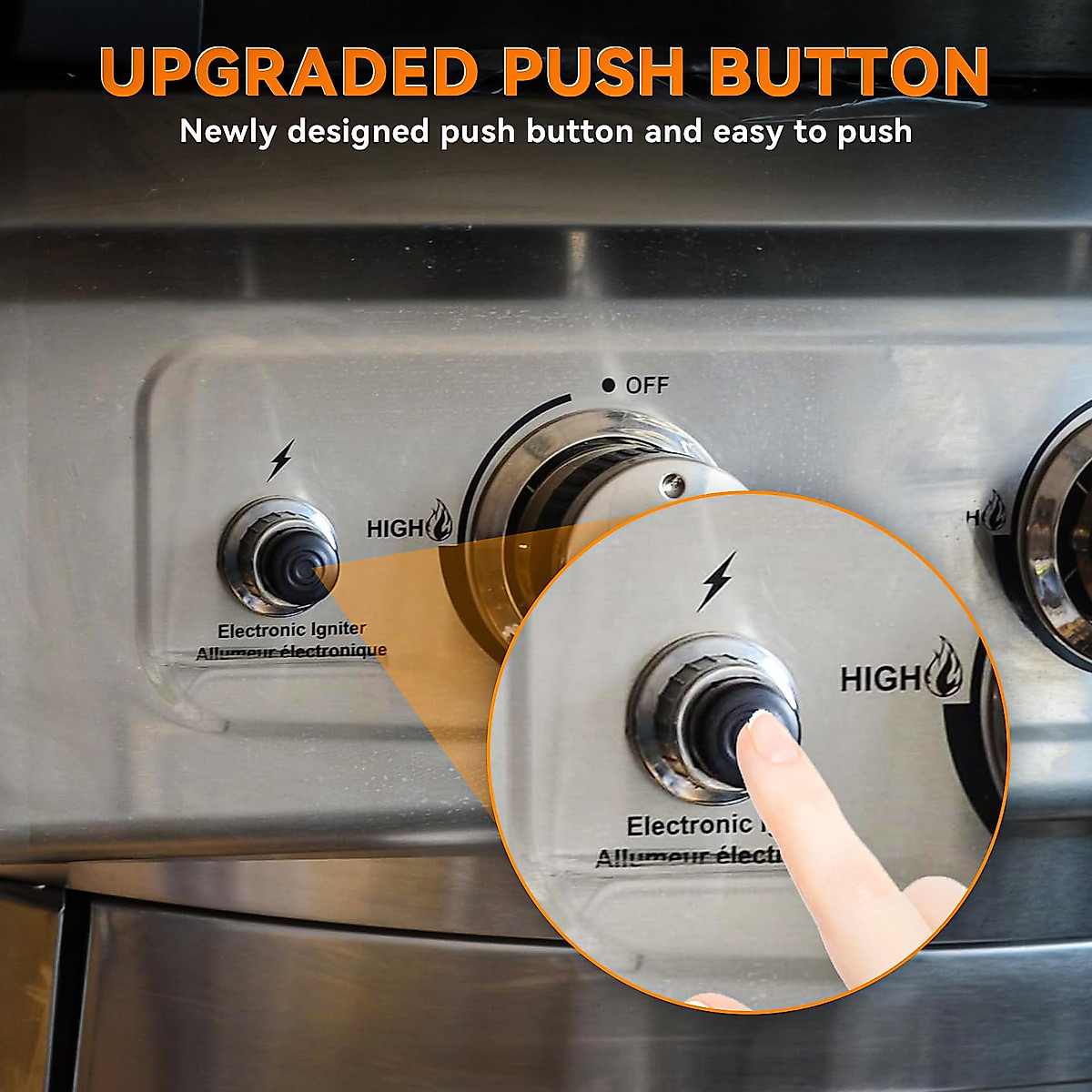 onlyfire 14421 Spark Generator 1 Male Outlet AAA Battery Push Button Ignitor Igniter Replacement for Broil King, Broil-Mate, Sterling, Silver Chef, Amana, Uniflame, Surefire, BBQ Pro and Others