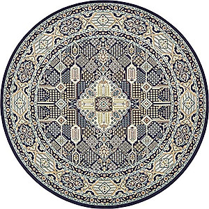 Unique Loom Narenj Collection Area Rug - Liverpool (10'Round, Navy Blue/ Beige)