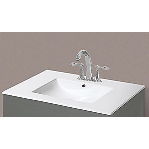 Saint Birch 24" Modern White Ceramic Bathroom Vanity Top Sink, with Three Faucet Holes