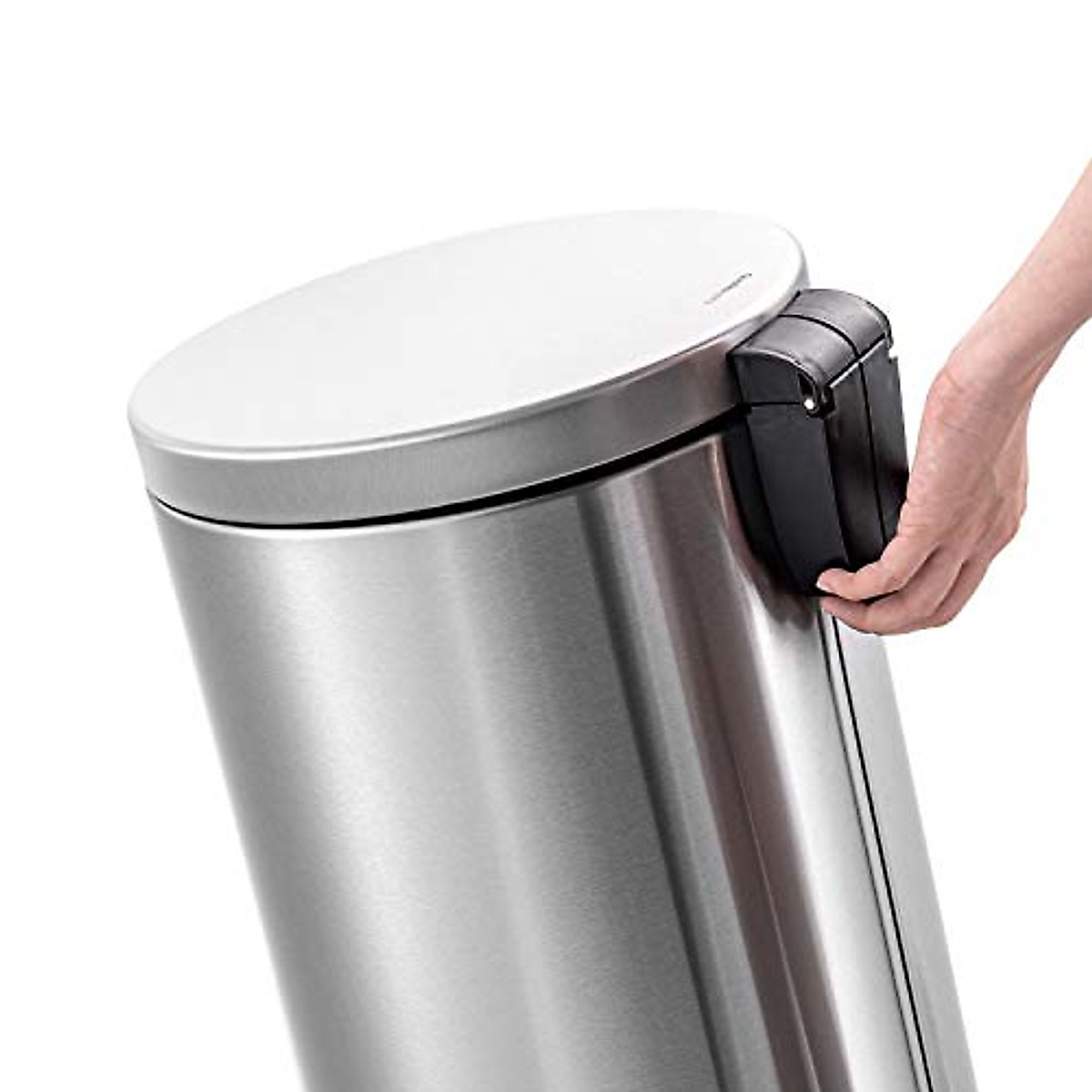 QUALIAZERO Set Heavy Duty Hands-Free Stainless Steel Kitchen/Bath Step Trash Can, Fingerprint-Resistant Soft Close Lid Trashcan, 8Gal & 1.3Gal, Round, Combo