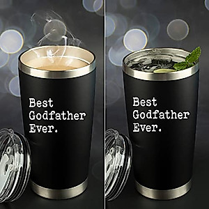 JENVIO Fathers Day Godfather Gifts | Insulated Stainless Steel Tumbler/Mug with Lid and Straws from Godchild | Coffee Cup for Godparent Christmas Gift (20 Ounce)