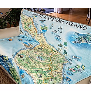 Catalina Island Map Fleece Blanket - Hand-Drawn Original Art - Soft, Cozy, and Warm Throw Blanket for Couch - Unique Gift - 58"x 50"