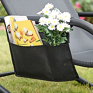 Outsunny Outdoor Rocking Chair with Breathable Mesh Fabric, Patio Porch Chair with Side Pocket, Sun Lounge Chair with Detachable Pillow for Deck, Garden, or Pool, Black