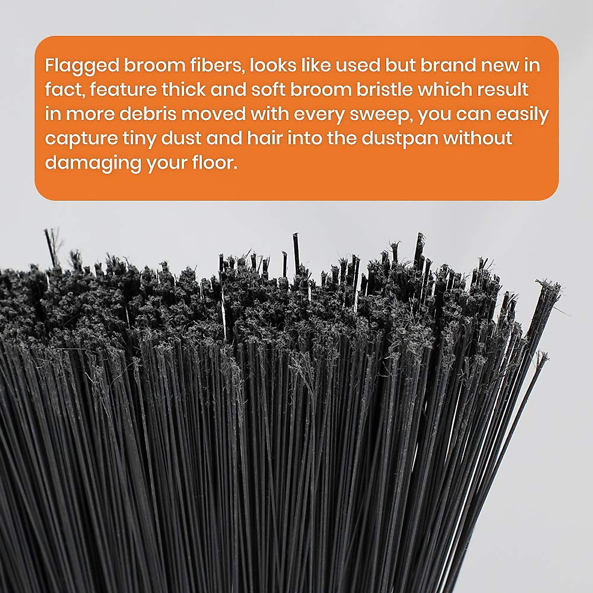 TreeLen Heavy-Duty Broom, Long Handle Angle Broom 14.5" Wide for Garages, Courtyard, Sidewalks, Decks and Outdoor Surfaces, Perfect for Home Kitchen Room Office Floor