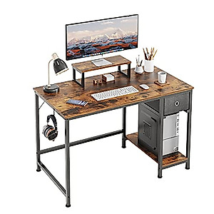 VERMESS Computer Desk with Drawer and Monitor Stand,39 Inch Small Desk Study Writing Table,Desks & Workstations for Home Office Bedroom,Vintage