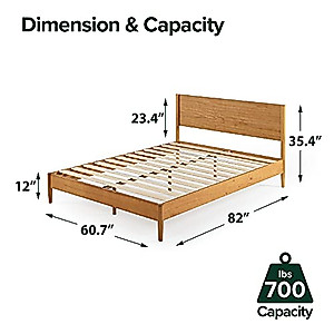 ZINUS Allen Mid Century Wood Platform Bed Frame / Solid Wood Foundation / Wood Slat Support / No Box Spring Needed / Easy Assembly, Queen