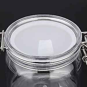 2 Pcs 10 Oz/300ml PET Plastic Storage Jars with Airtight Hinged Lids,Durable Clear Wide Mouth canning Jars for Food Storage Oats Canning Cereal Pasta Sugar Coffee Nuts Spices