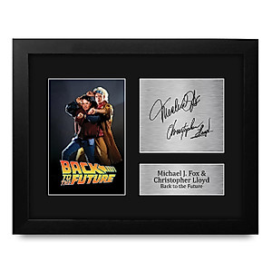 HWC Trading Back to the Future Printed Autograph USL Framed Signed Michael J Fox Christopher Lloyd Print Photo Picture Display - US Letter Size