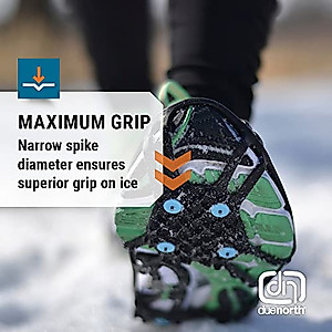 Due North Everyday Pro Footwear Traction Aids, Tungsten Carbide Ice Cleat Spikes, Lightweight Full-Foot, Rubber, Unisex, Small/Medium, V3551370-S/M